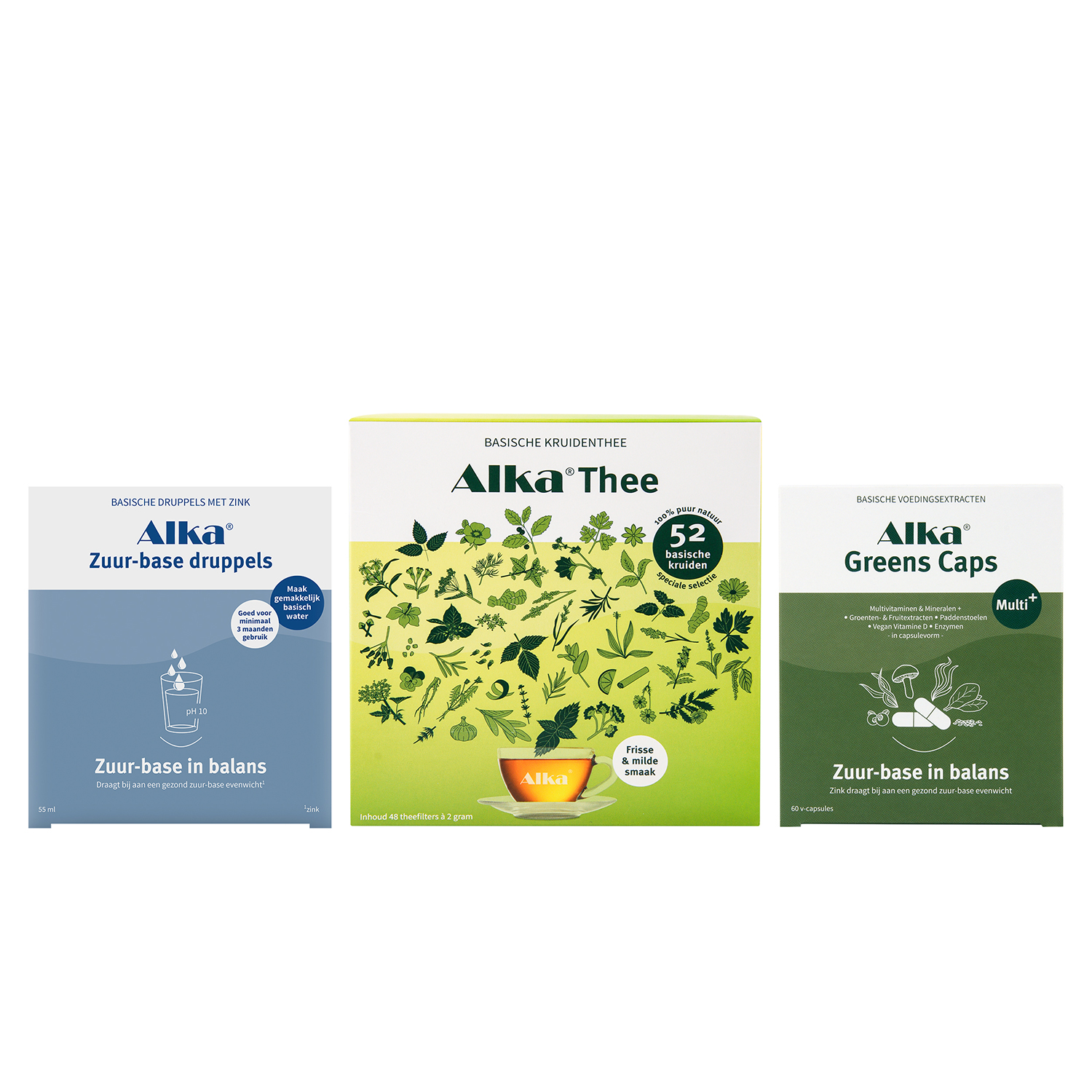Alka® Starterspakket Druppels (1-2-3) | Druppels, Thee & Greens Caps Multi+